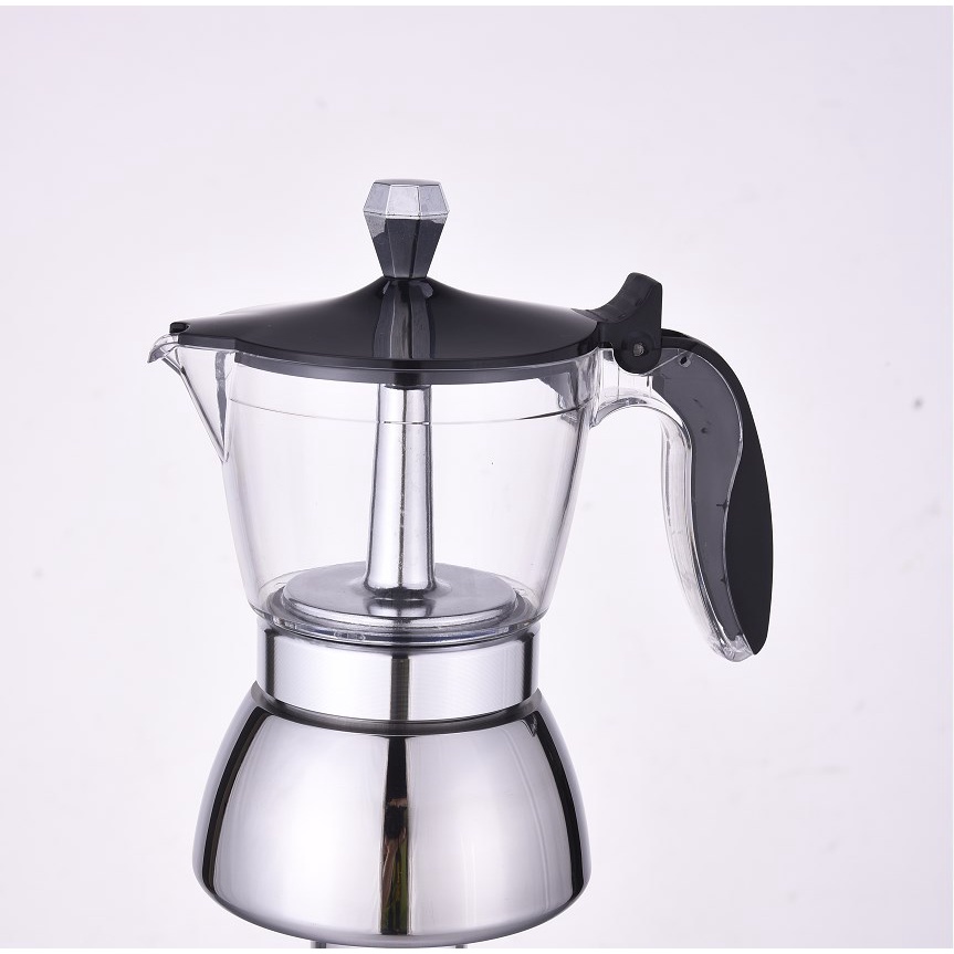 Ấm Moka / Moka Pot / Bình Mocha inox 304 kết hợp nhựa trong chuẩn thực ...
