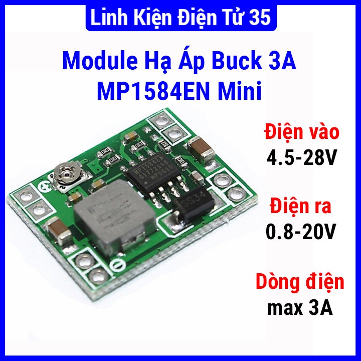 Module hạ áp Buck dòng cực đại 3A MP1584EN Mini, chip chỉnh lưu đồng bộ ...