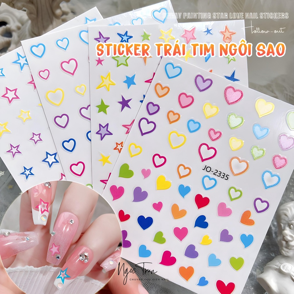Sticker 3D | Trái Tim & Ngôi Sao Neon 2023 | Hình Dán Móng Tay | Shopee ...