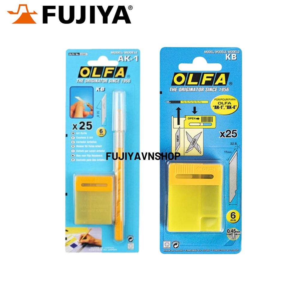 COMBO 1 Dao cắt trổ nghệ thuật OLFA - AK-1 VÀ 1 Hộp Lưỡi dao trổ thay thế OLFA KB (25 lưỡi ...