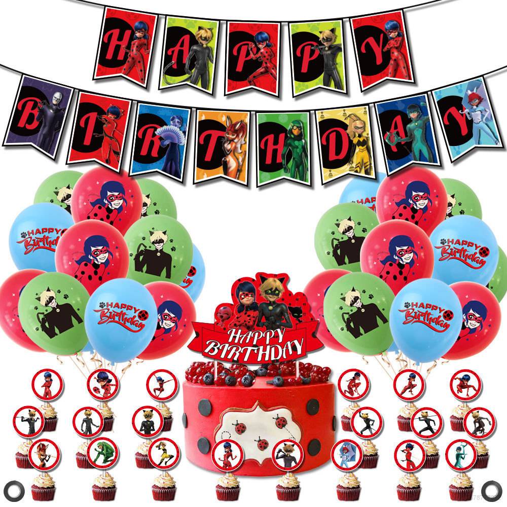 Kira Miraculous Ladybug Theme kids birthday party decorations banner ...