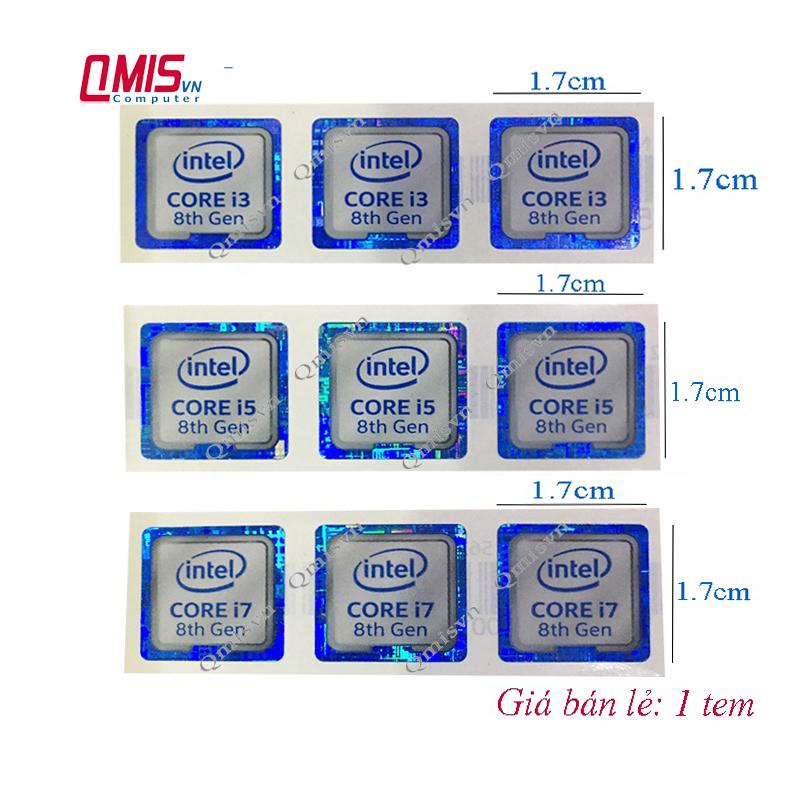 01 CÁI TEM LOGO INTEL CORE I3 I5 I7 THẾ HỆ 8, GEN 8 - TEM CPU INTEL DÁN ...