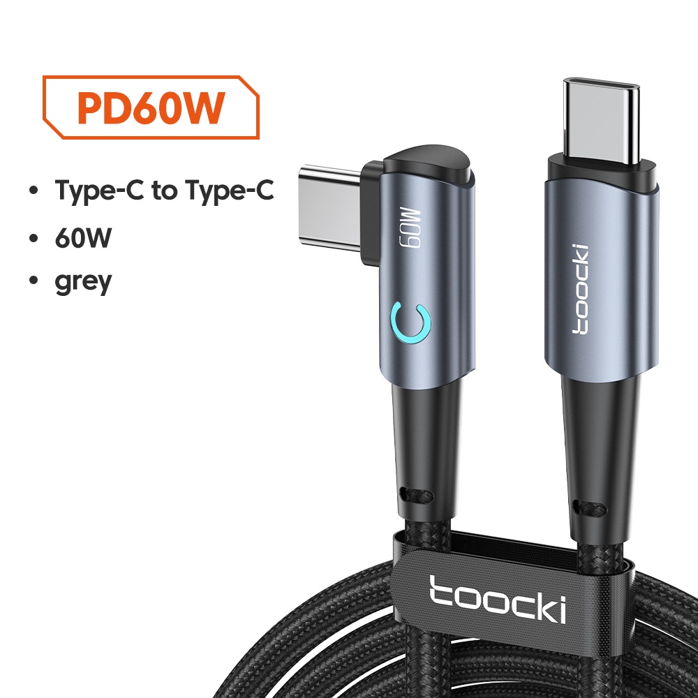 Toocki Cáp Sạc Nhanh 7A 100W USB Sang Type C USB C sang USB C Đầu 90 Độ Có Đèn Led Cho Xiaomi ...
