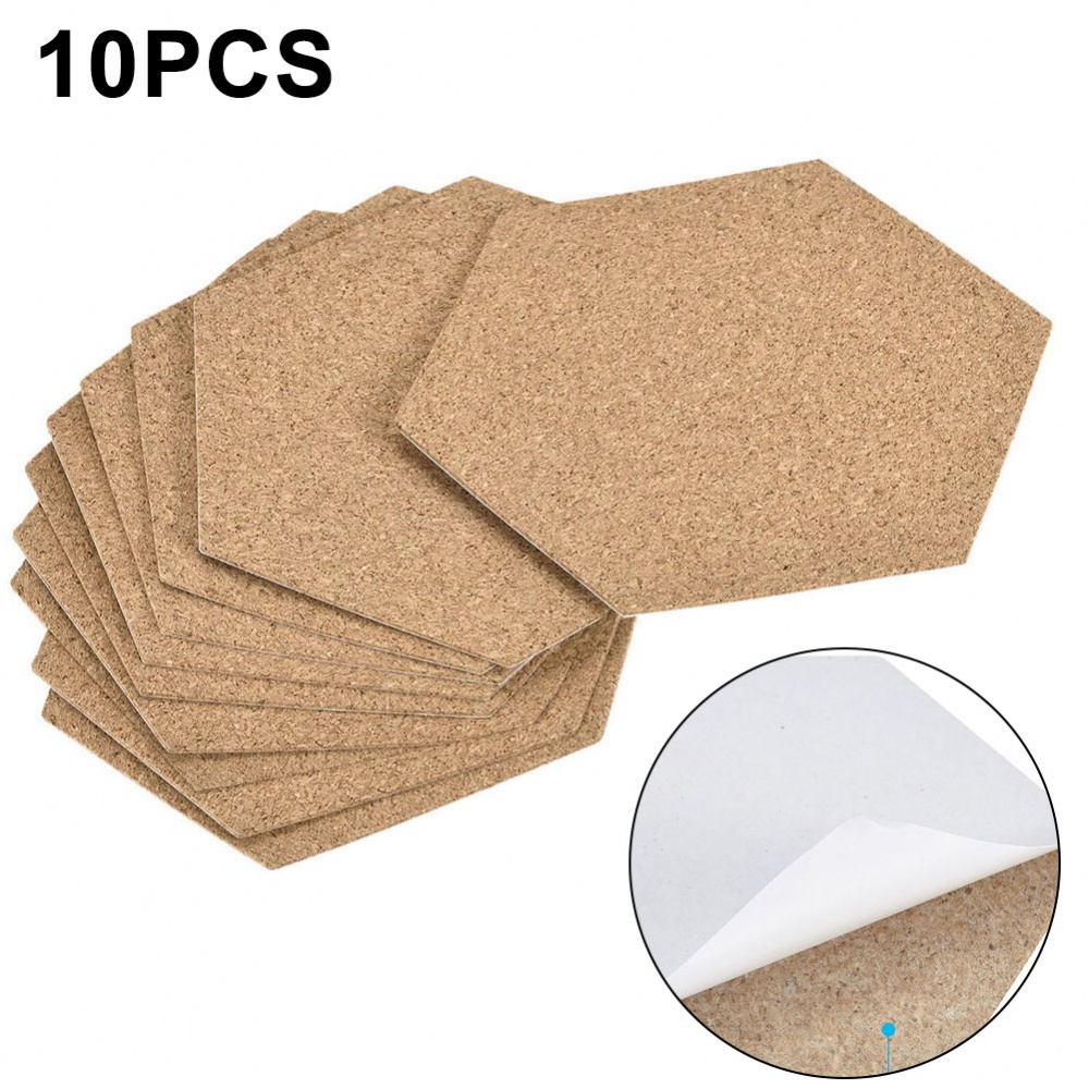 100x85x1mm Hexagon Coasters Cork Cup Mat Pad Adhesive Backed-Wood 10 ...