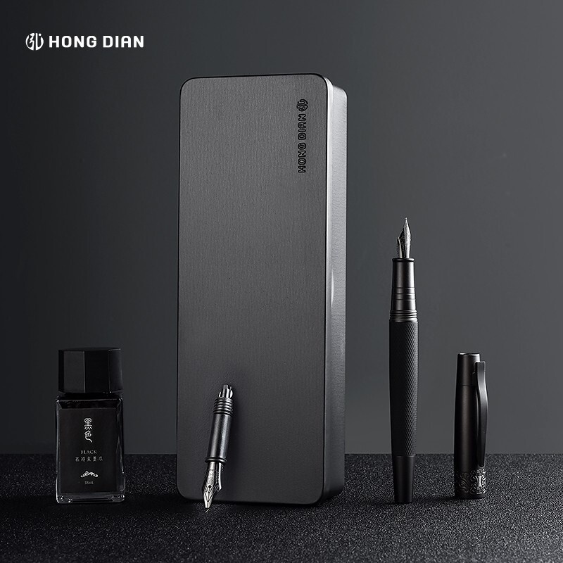 Hongdian 6013 Matte Black Fountain Pen Titanium Black Extra Fine Nib ...