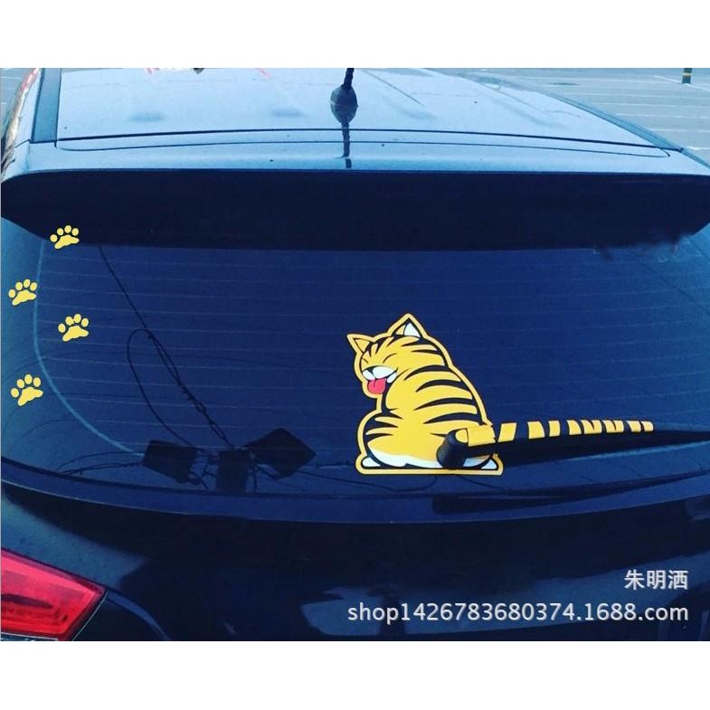 Sticker Mèo Vẫy Đuôi, Decal hình mèo dễ thương Dán Trang Trí Kính Chắn ...