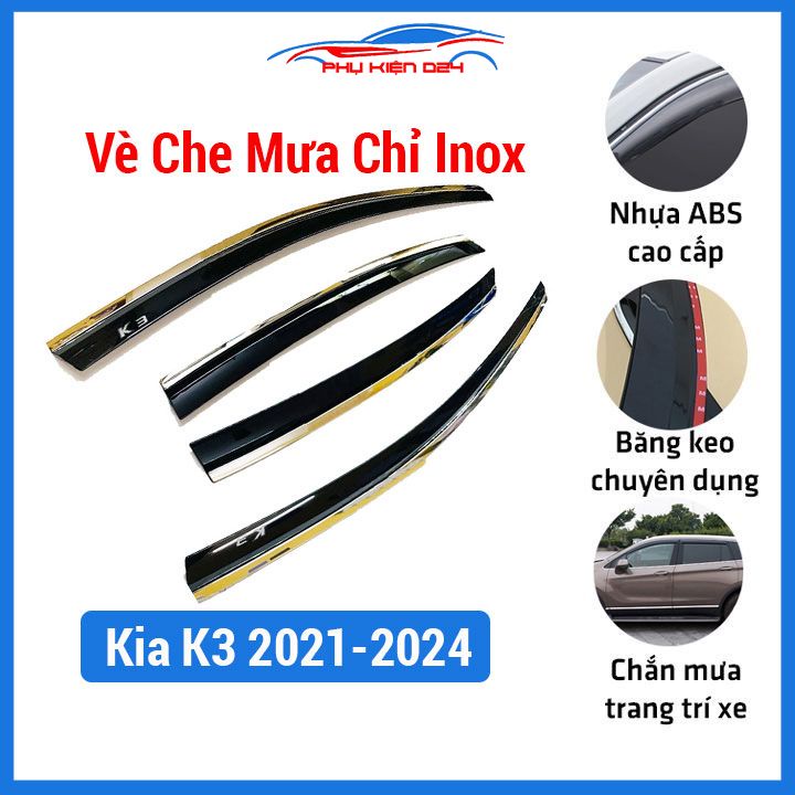 Vè che mưa cho xe ô tô Kia K3 2021-2022-2023-2024 chỉ inox | Shopee ...