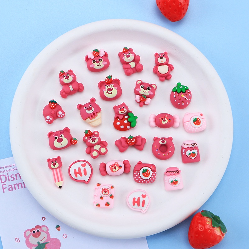 Charm gấu hồng Pink Bear, donut, notebook trang trí kẹp tóc, dán ...