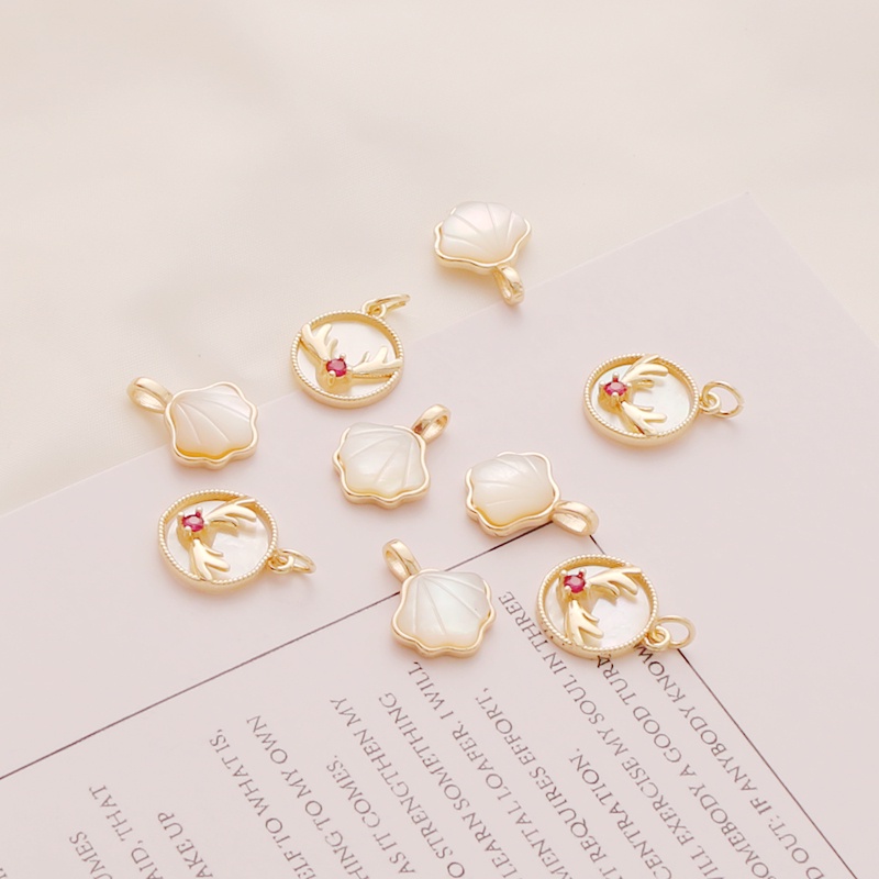 Mặt Dây Chuyền Mạ Vàng 14K diy Hình Vỏ Sò Đính Đá Zircon | Shopee Việt Nam