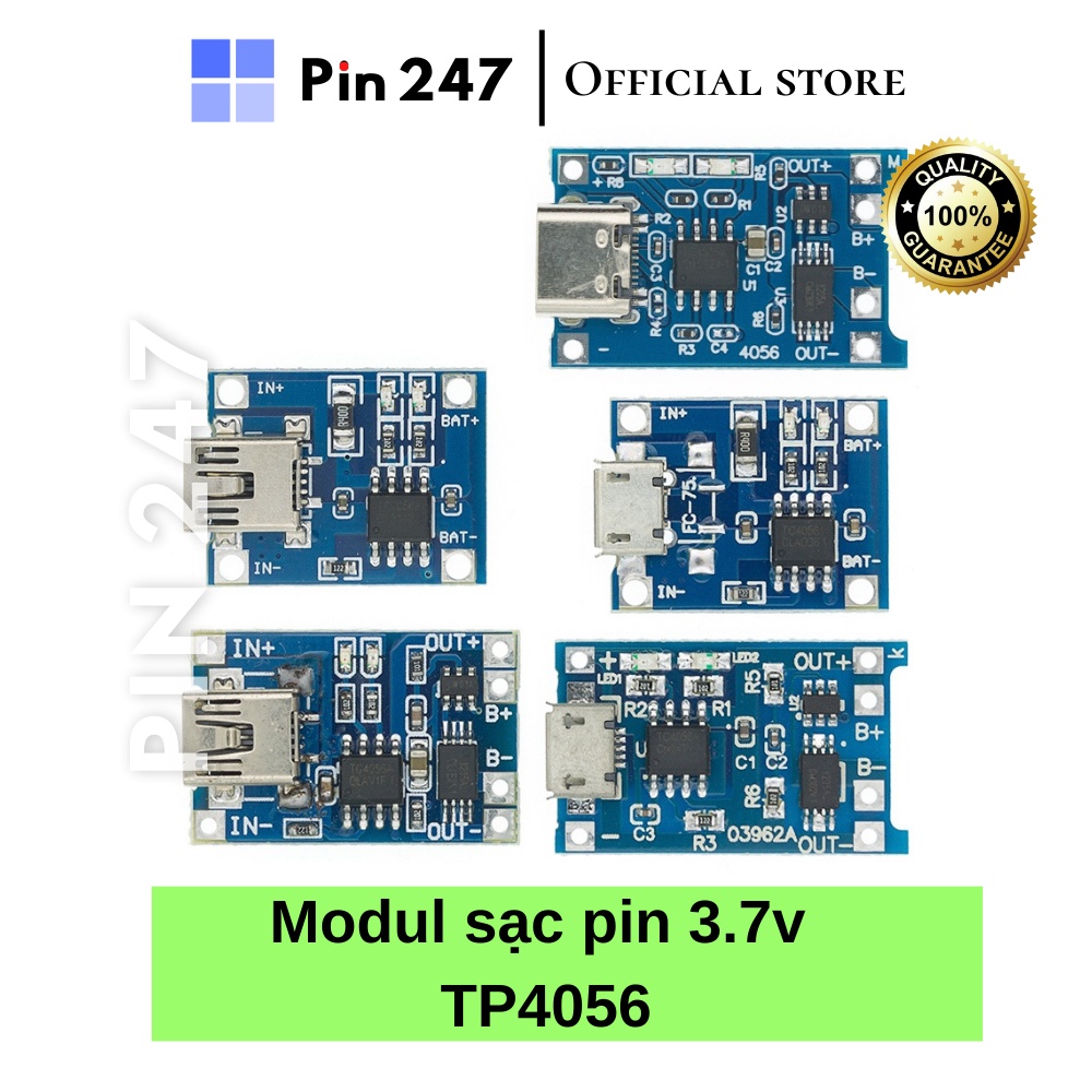 Mạch sạc pin lithium-ion 18650 3.7V TP4056 có bảo vệ _Pin247 | Shopee ...