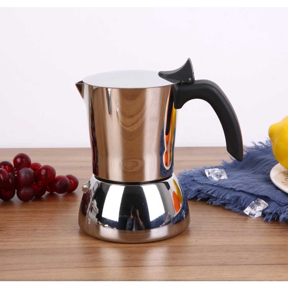 Ấm Moka / Moka Pot / Bình Mocha inox 304 dày sử dụng được trên bếp từ ...