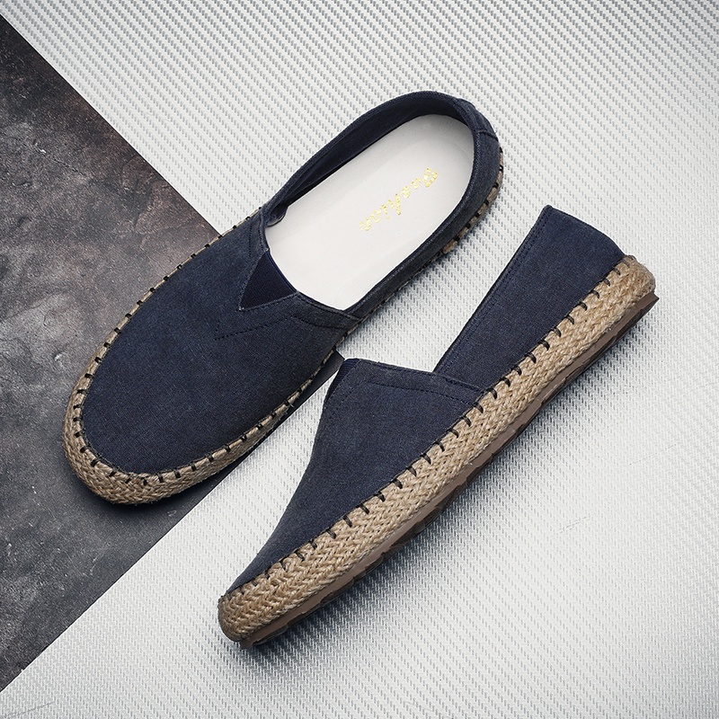 Slip on nam - Giày lười vải viền cói đế bệt - Chất liệu vải bố, đế kếp ...