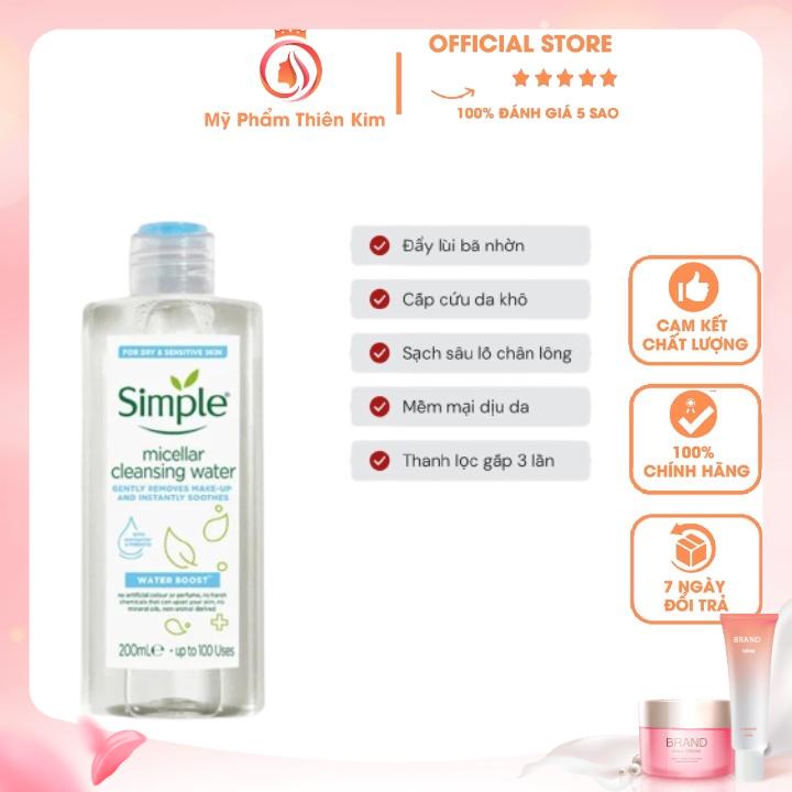 [CHÍNH HÃNG]SIMPLE Nước Tẩy Trang WATER BOOST Micellar Cleansing Water ...