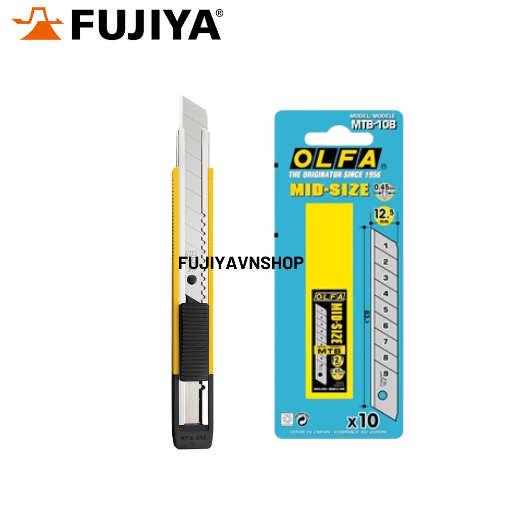 COMBO 1 Dao cắt kỹ thuật 12.5mm Olfa MT-1 (khóa tự động) VÀ Lưỡi dao cắt 12.5mm OLFA - MTB-10B ...