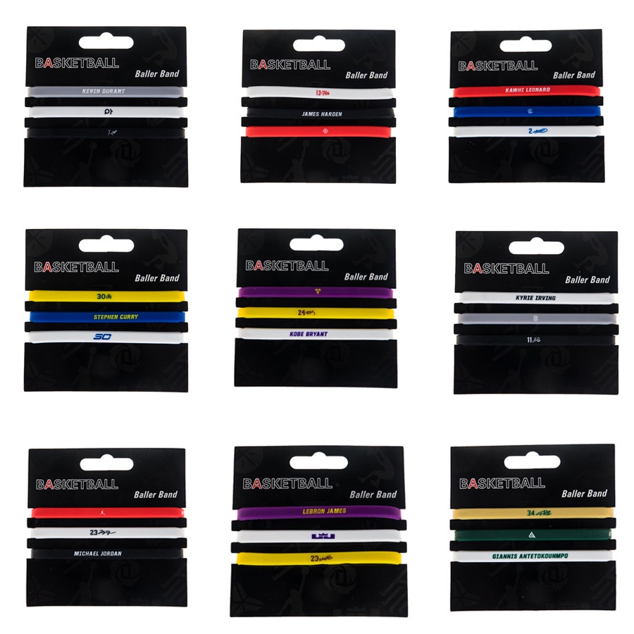 3 Pcs/set NBA Basketball Star Signature Fine Section Silicone Bracelet ...