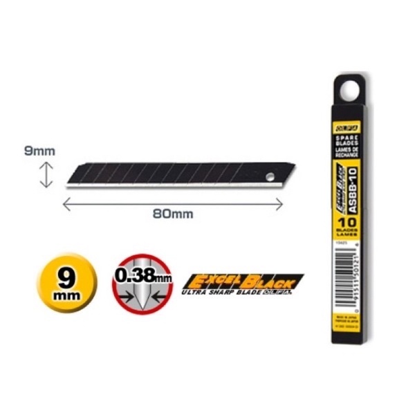 [CHÍNH HÃNG OLFA] Hộp 10 lưỡi dao rọc giấy thép đen 9mm Olfa ASBB-10 (80 x 9 x 0,38 mm) | Shopee ...