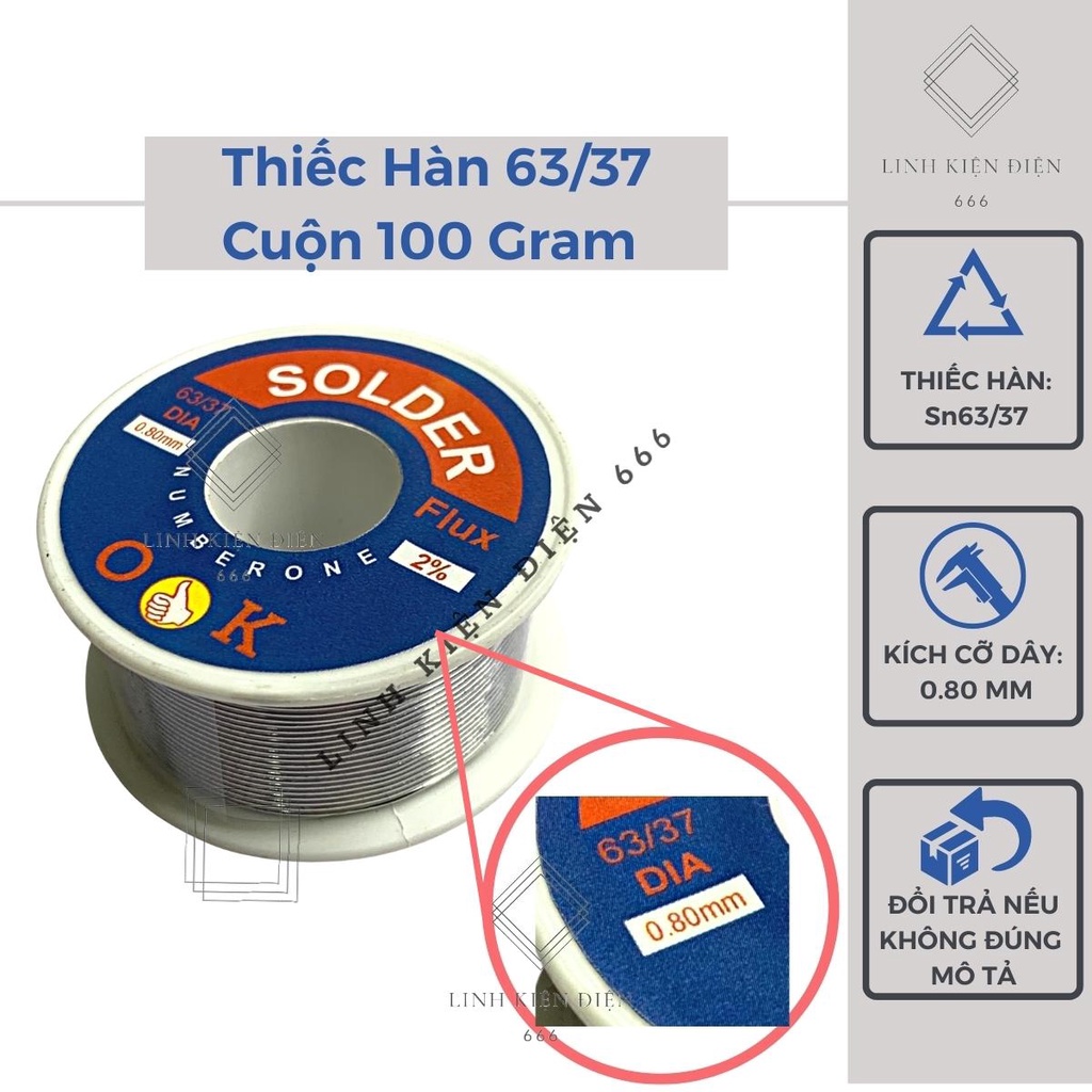 Thiếc hàn solder sn63/37 sáng bóng có nhựa thông TOK633750-100 | Shopee ...