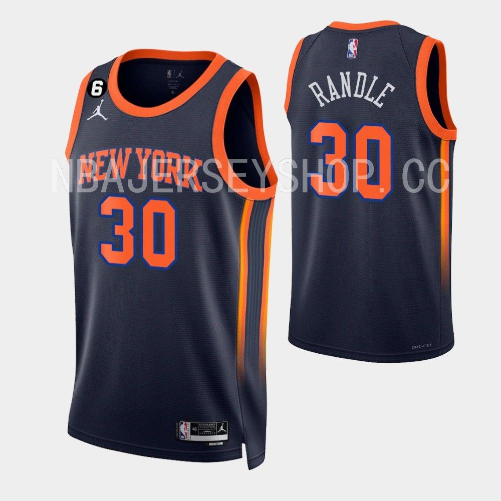 New York Knicks 30 Julius Randle 2022-23 Phiên bản tuyên bố Áo đen ...