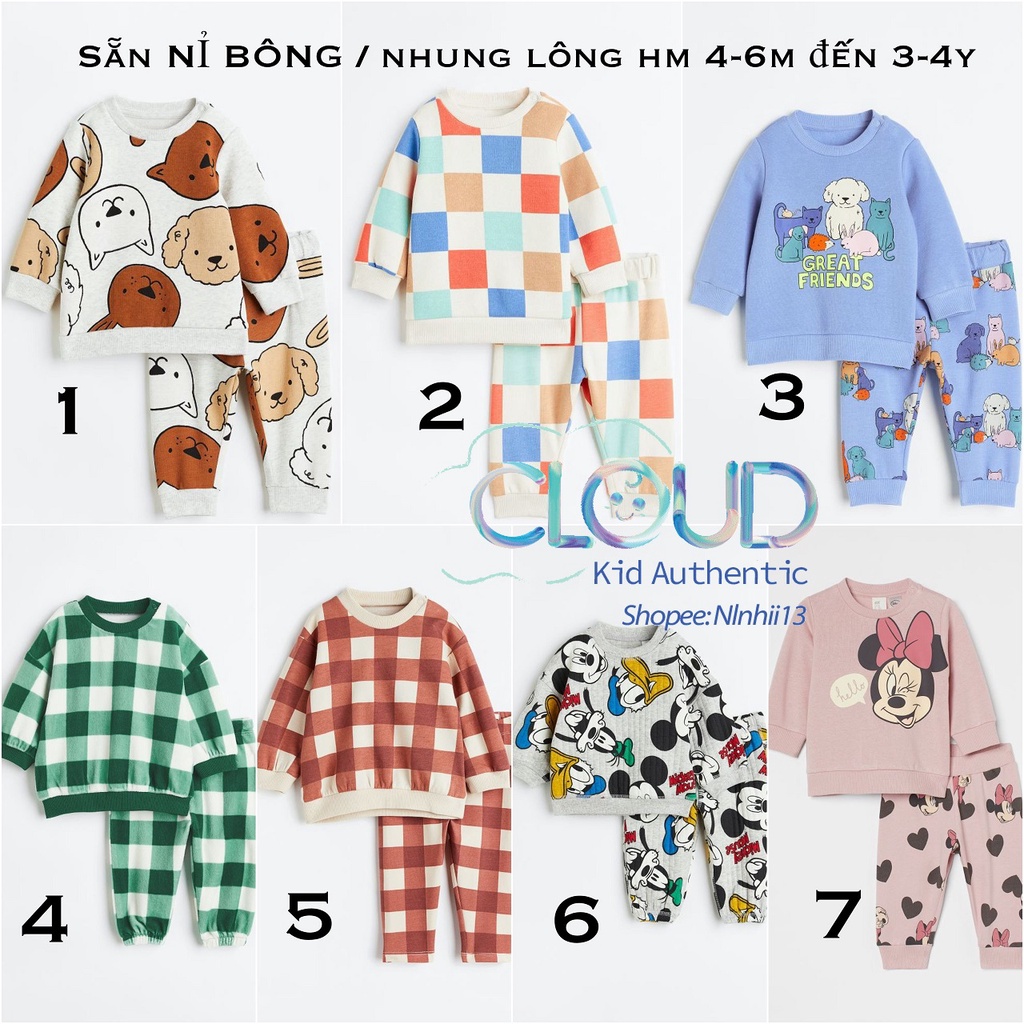 [Cloudkid] Bộ nỉ form to HM UK/ES size từ 4-6m đến 3-4y | Shopee Việt Nam