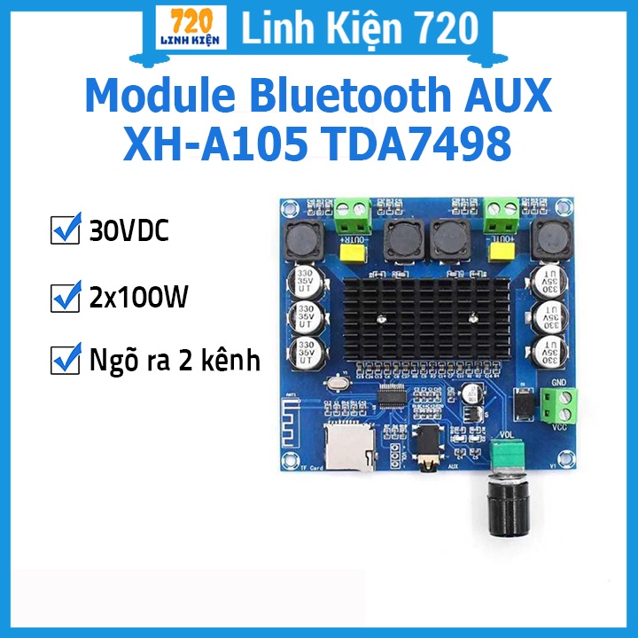 Module khuếch đại âm thanh bluetooth AUX XH-A105 TDA7498 2x100W ...