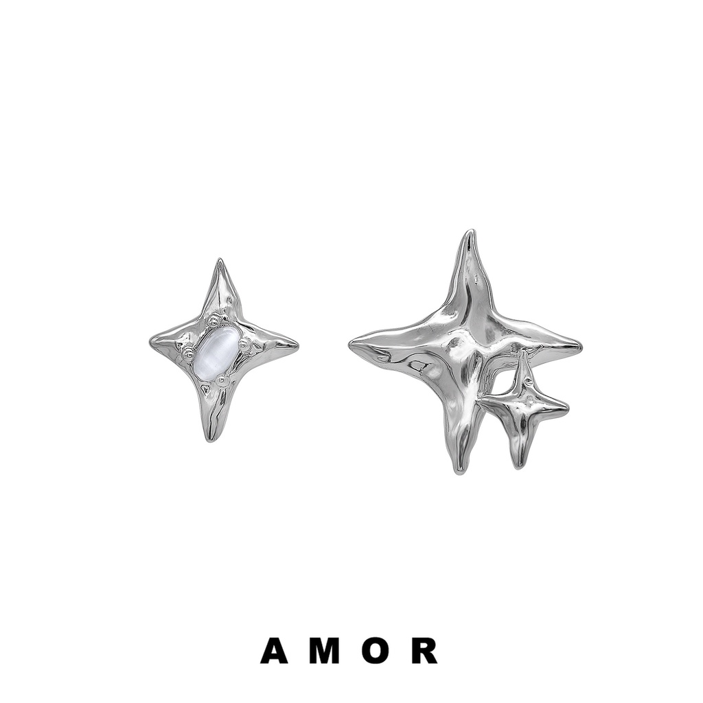 Y2k Mèo Mắt Đá Starlight Tai Nữ Bất Đối Xứng Niche Thiết Kế Cao Cấp ...