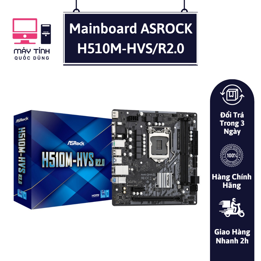 Mainboard ASROCK H510M-HVS/R2.0 (Intel H510, Socket 1200, m-ATX, 2 khe ...