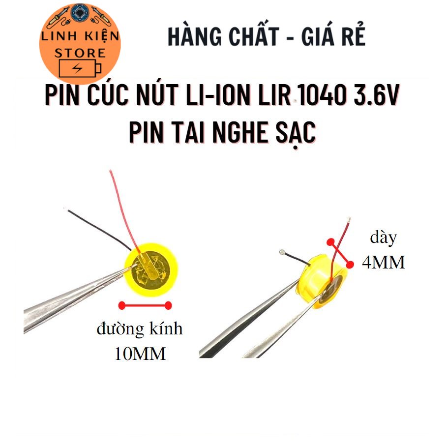 Pin 1040 LIR1040 3.6V 50mAh pin cúc thay thế cho tai nghe Bluetooth ...