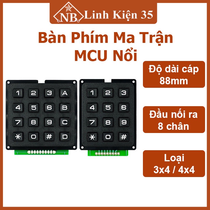 Bàn phím ma trận MCU công nghiệp phím nổi, loại 3x4/4x4 tùy chọn ...