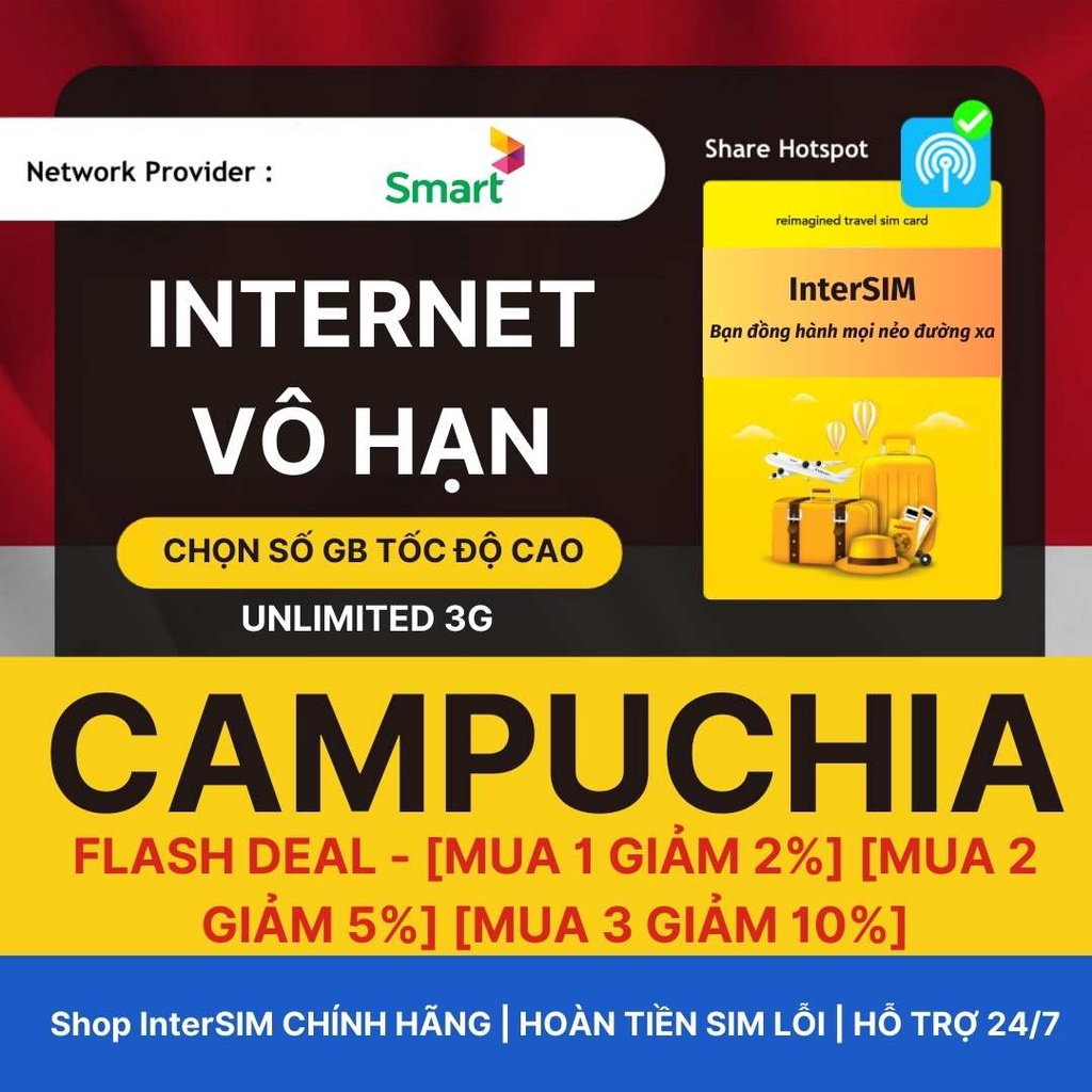 【Sim du lịch Campuchia Thái Lan】【Nhà mạng SMART/DTAC】【Internet tốc độ cao 4G / 5G】Giao hoả tốc ...