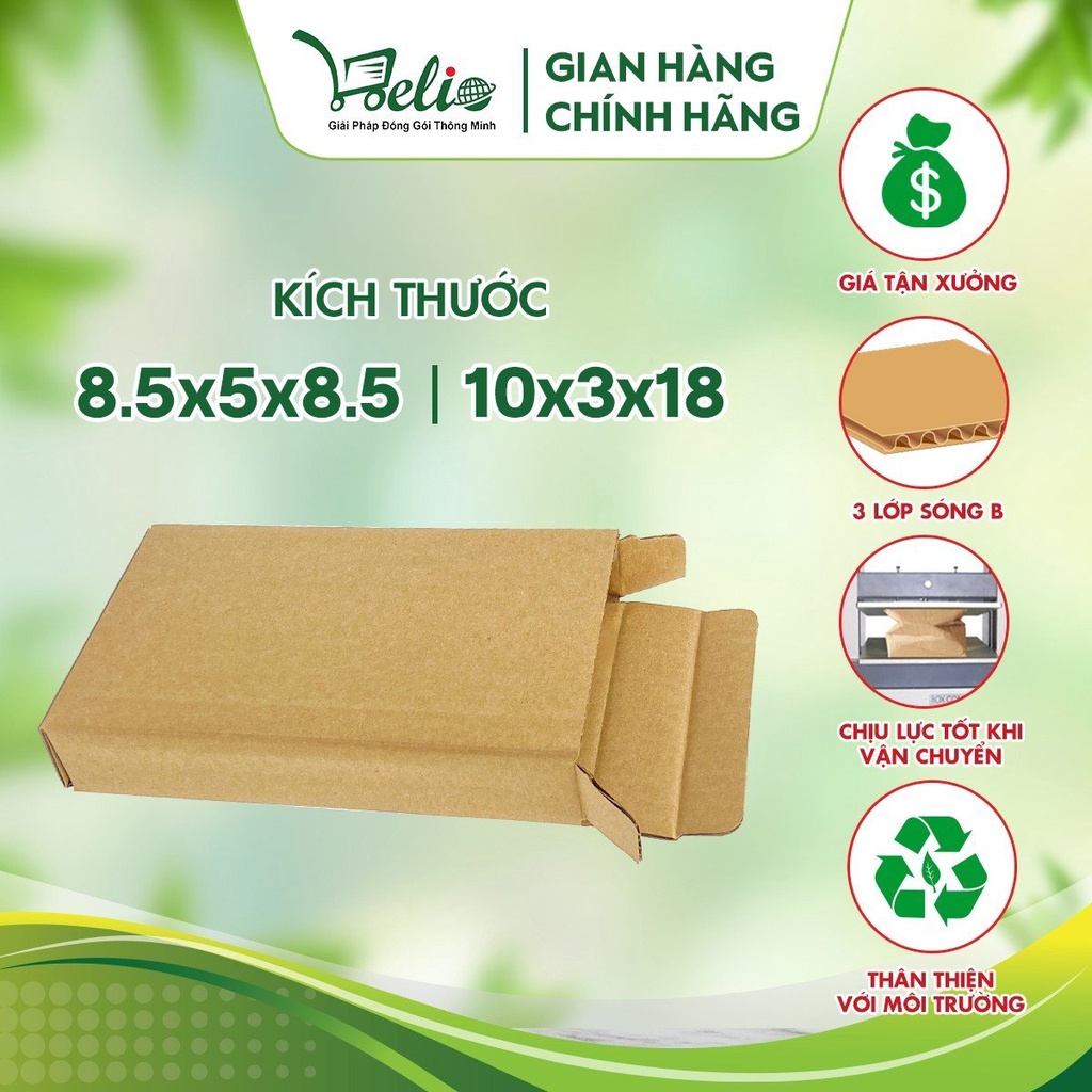 Size 10x3x18, 8.5x5x8.5 - Combo 10 hộp giấy carton nắp gài 2 đầu giá rẻ ...