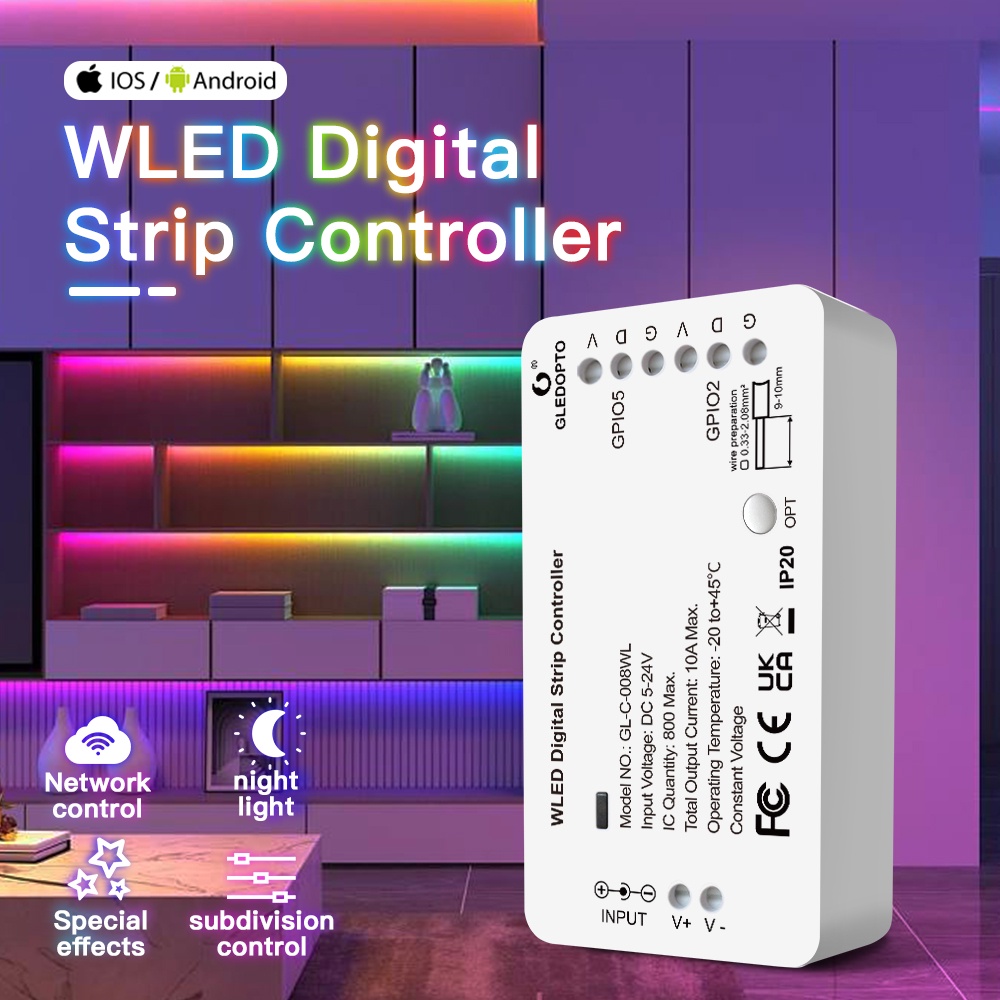 Gledopto wled Dải Đèn led 100 Chế Độ Điều Khiển Bằng wifi 800 ic rgb ...