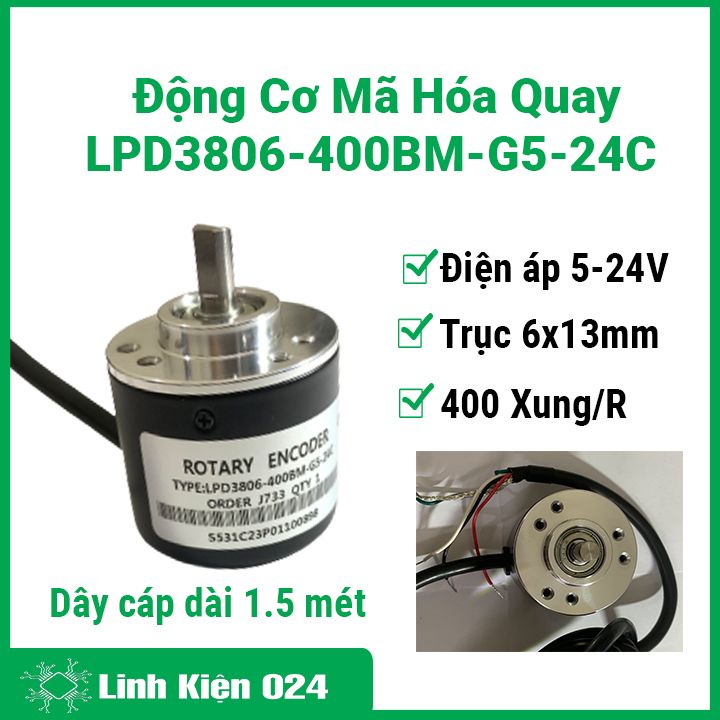 Bộ mã hóa quay (Encoder) LPD3806-400BM-G5-24C 400 Xung 6mm trục AB đo tốc độ quay vật thể, gia ...
