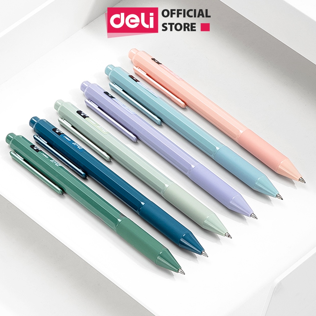 Bút bi dạng gel Deli 0.5mm mực Đen - Nét viết trơn tru mực không lem ...
