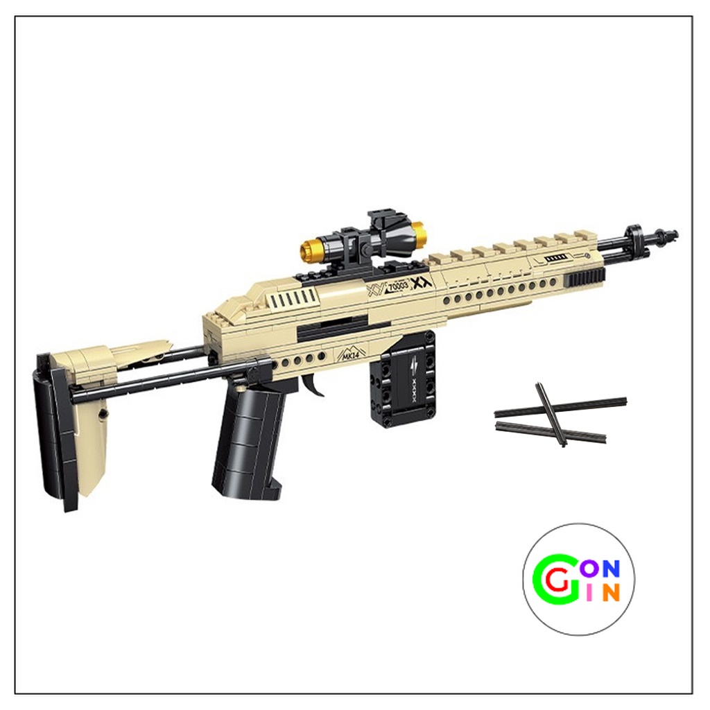 Đồ chơi lắp ráp súng MK14 tiểu liên dài 46cm trong battleground bộ xếp ...