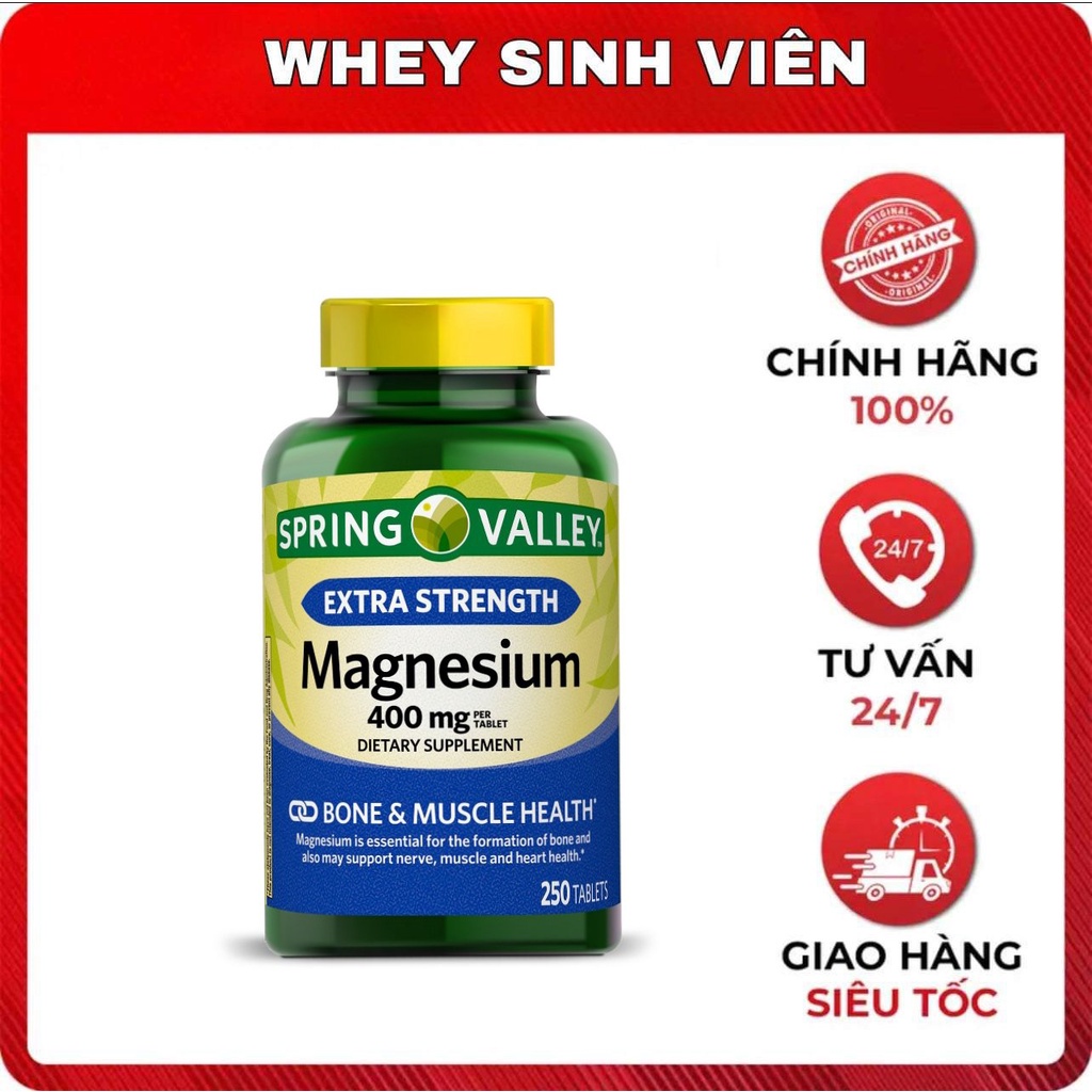 [Chính hãng] Magnesium 400mg Spring Valley (250 Viên) - Viên uống chắc ...
