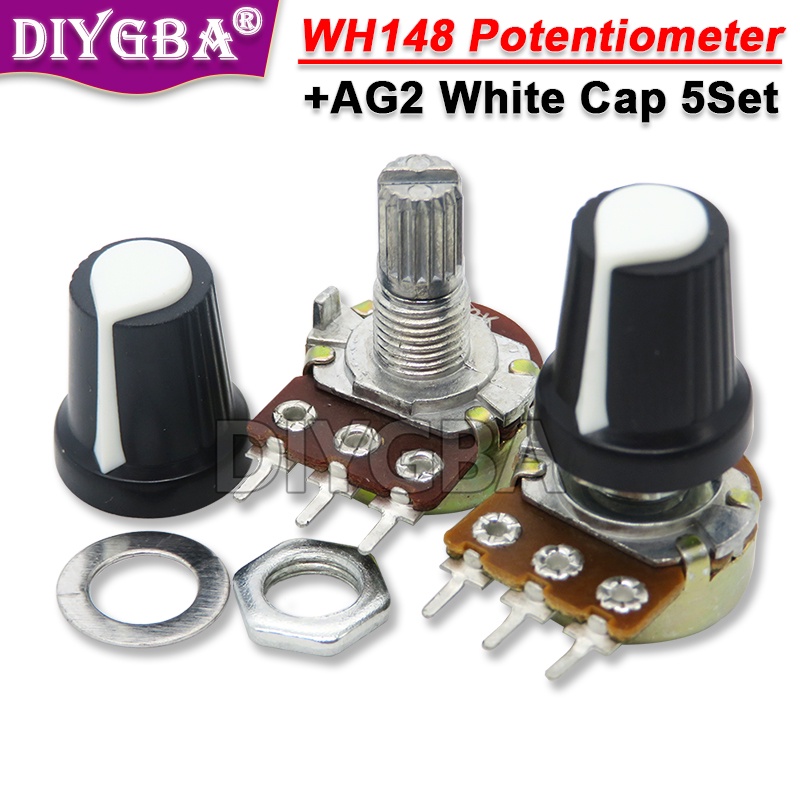 5 bộ wh148 15mm 3 pin 1k 10k 20k 50k 100k 500k ohm tuyến tính taper ...