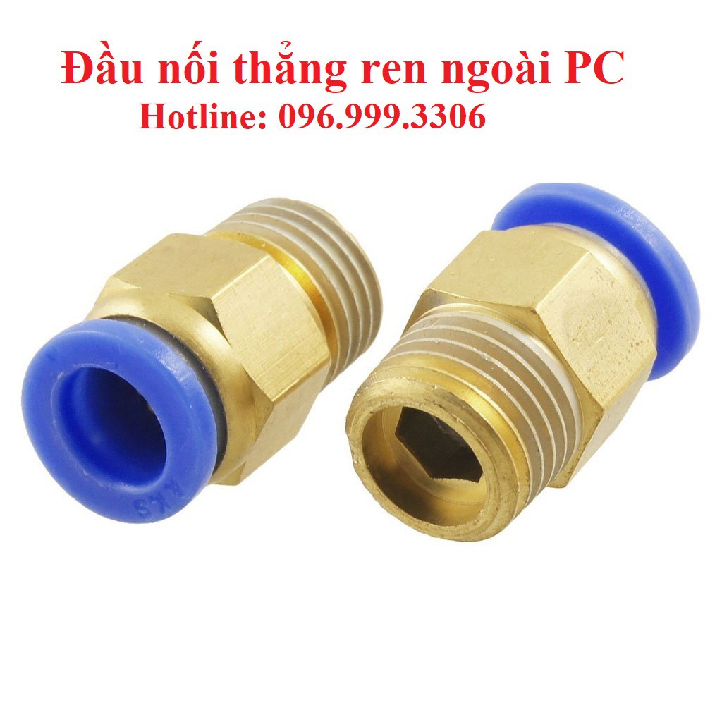 Đầu nối thẳng ren ngoài PC ống 10 đủ các loại ren PC10-01 PC10-02 PC10-03 PC10-04 khí nén phun ...