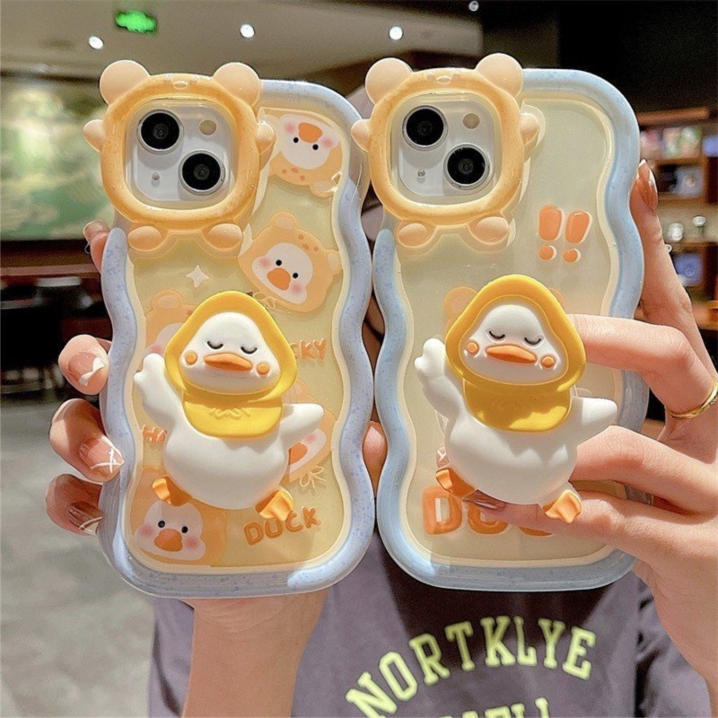 Ốp Lưng Tai Gấu Viền Mây Trong Suốt Duck ( Kèm Popsocket ) | Shopee ...