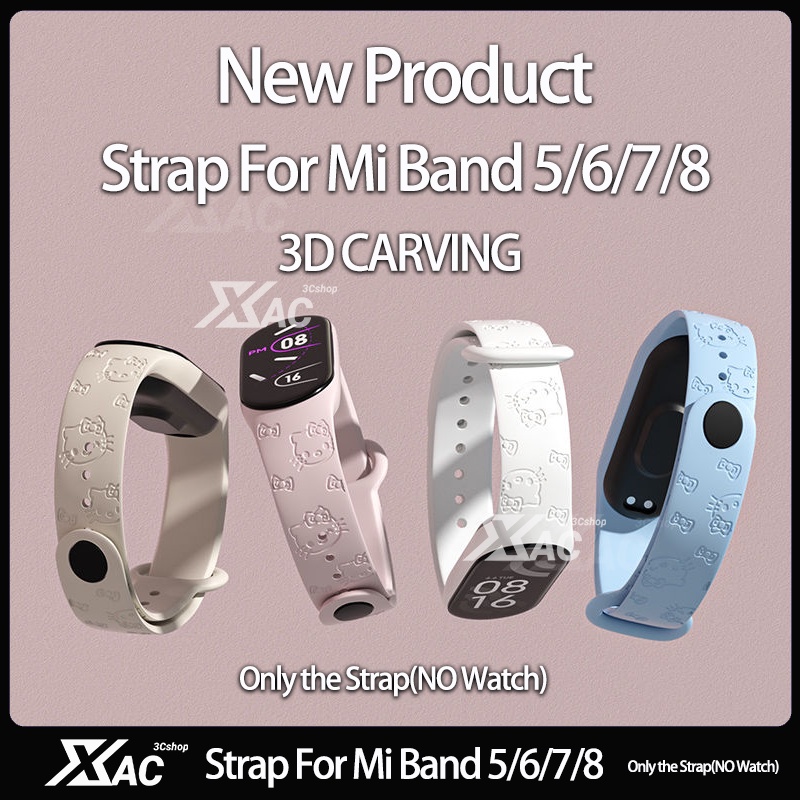 Dây Đeo Cho Xiaomi Mi Band 9 8 7 6 miband 6 Dây Đeo 3D Laser Dập Nổi Có Thể Thay Thế Dây Đeo Cổ ...