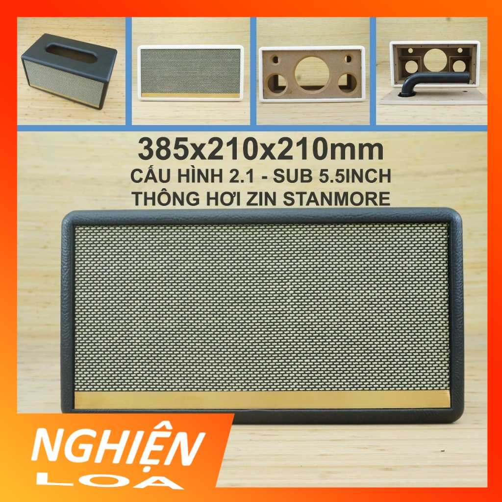 [NGHIỆN LOA] Box loa bọc da hoàn thiện 385x210x210mm thông hơi 2.1 dáng ...