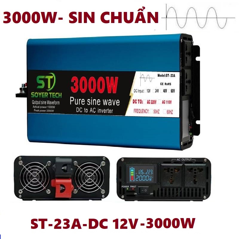 Bộ chuyển đổi điện Sin Chuẩn 3000W-Bộ Đổi Nguồn DC 24V sang 220V Sin ...