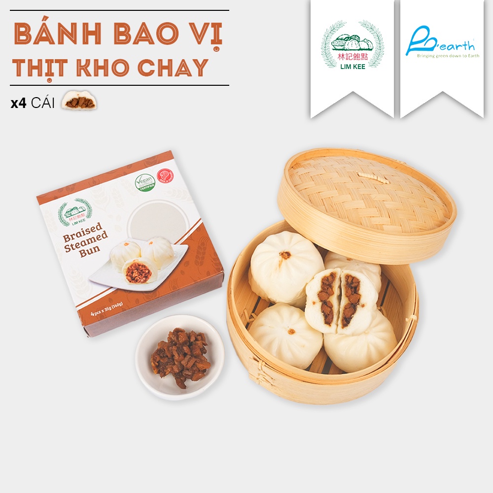 [MUA 1 TẶNG 1] Bánh bao vị thịt kho thuần chay Lim Kee SINGAPORE 140G/4 ...