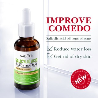Sadoer Salicylic Acid Tinh chất Hỗ trợ giảm mụn Giảm mụn Dấu hiệu Đóng ...