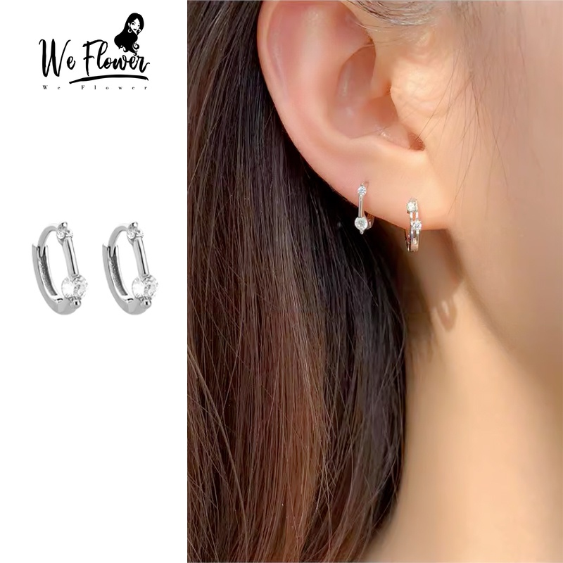 Bông tai WE FLOWER bạc s925 đính đá zircon hình học lấp lánh thời trang tinh tế cho nữ | Shopee ...