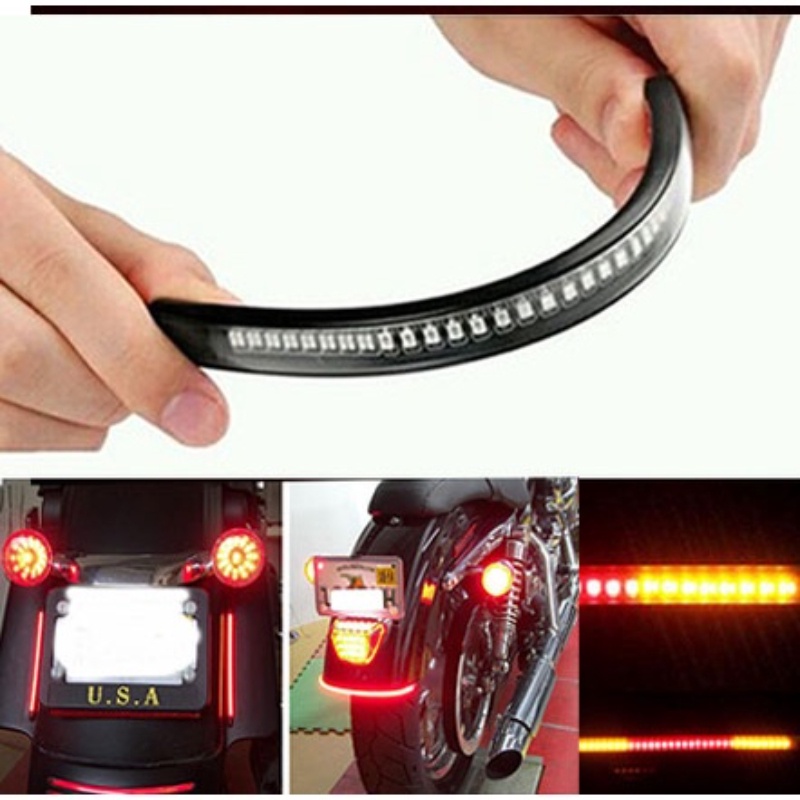Flexible 48 LED Motorcycle Light Bar Strip Tail Turn Signal Tail Rear ...