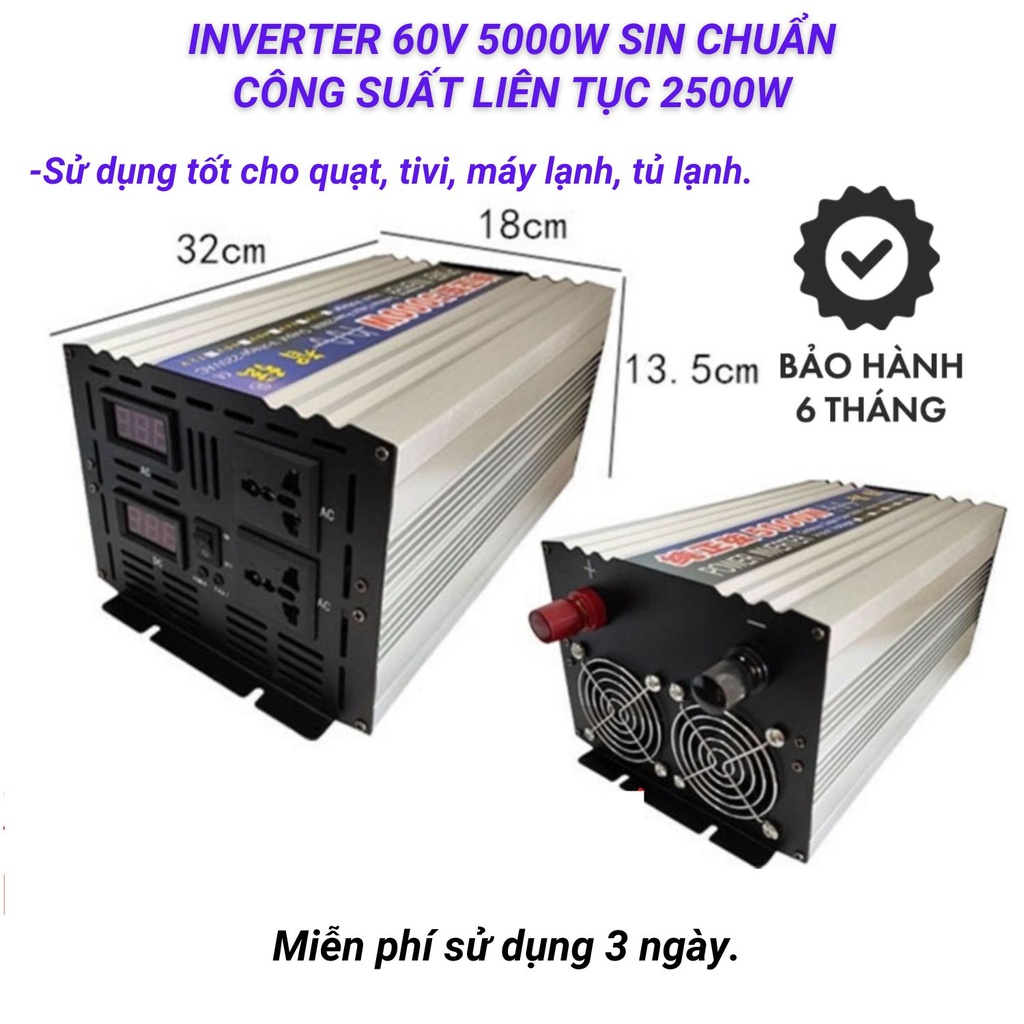 INVERTER 60V 5000W Bộ biến điện 60v 220v SIN CHUẨN 5000W | Shopee Việt Nam