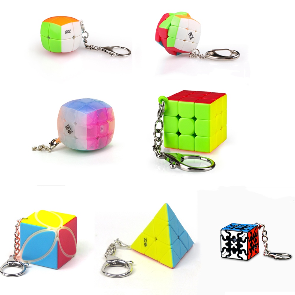 QiYi Keychain Set 2x2 3x3 Magic Cube Puzzle 2x2x2 3x3x3 Jelly Maple ...