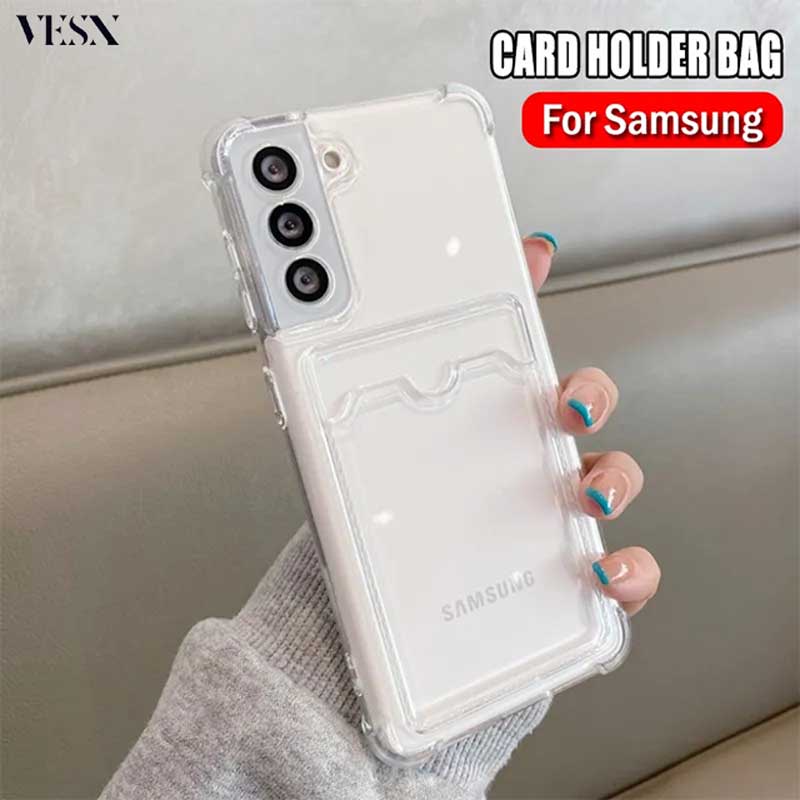 Ốp Lưng Dẻo Trong Suốt Chống Sốc Kèm Ví Bảo Vệ Camera cho Samsung ss Galaxy S24 S23 S22 S21 S20 ...