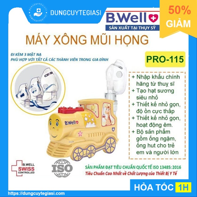 Máy khí dung xông mũi họng cho trẻ sơ sinh trẻ em và người lớn BWell - B.Well PRO-115 (Thụy Sỹ ...