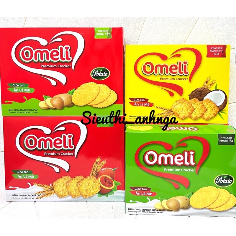 [NEW] Bánh Omeli Cracker Hộp 288g/400gKhoai Tây/Vừng dừa/Gấc ĐỦ VỊ | Shopee Việt Nam